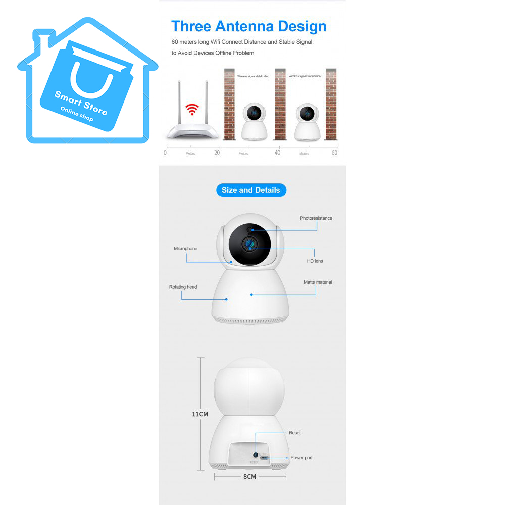 Q8 – HD 1080P SMART IP CAMERA INFRARED NIGHT VISION AI MOTION DETECTION ...